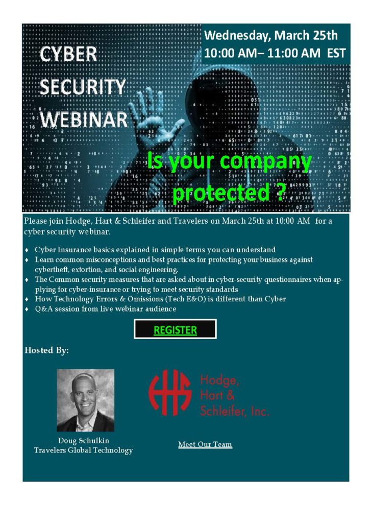 CYBER SECURITY WEBINAR- March 25th 10AM-11AM EST - Hodge, Hart ...